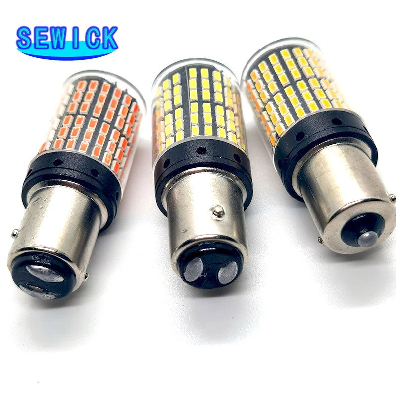 LED 1157 144 칩 3014 SMD LED 전구, 앰버 옐로우, 자동차 자동 방향 지시등 백업 후진등, 100x1156 ...