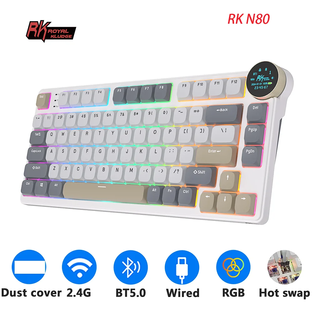 Royal-Kludge-RK-N80-Low-Profile-Mechanical-Keyboard-Wireless-Bluetooth ...