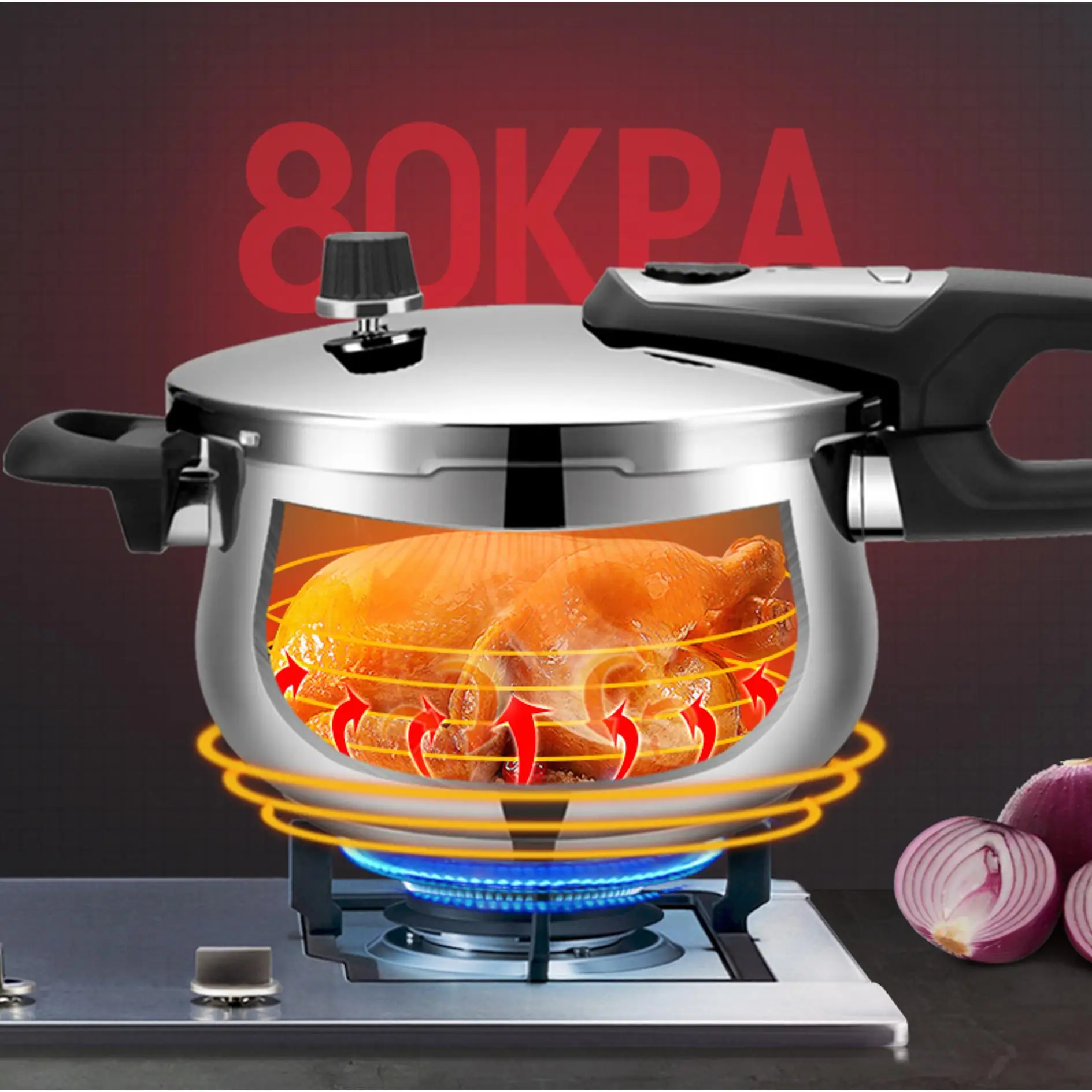 Olla a Presión Tradicional de Acero Inoxidable de Gran Capacidad de 7L ...