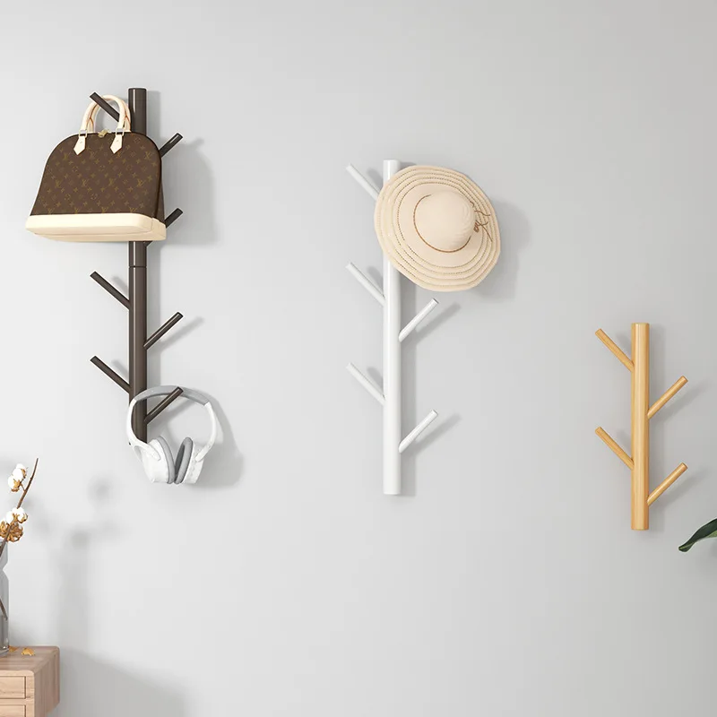 clothes-hanger-with-no-punching-on-the-wall-solid-wood-wall-hanging ...