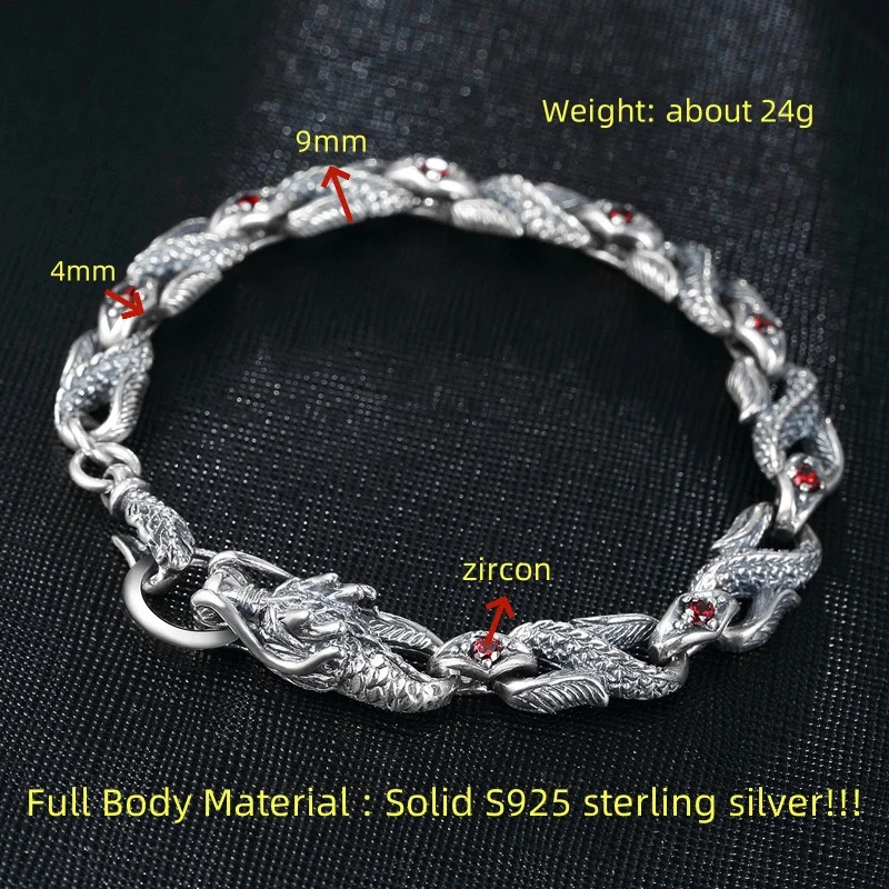 Pulsera-de-plata-de-ley-S925-de-alta-calidad-para-hombres-y-mujeres-r ...
