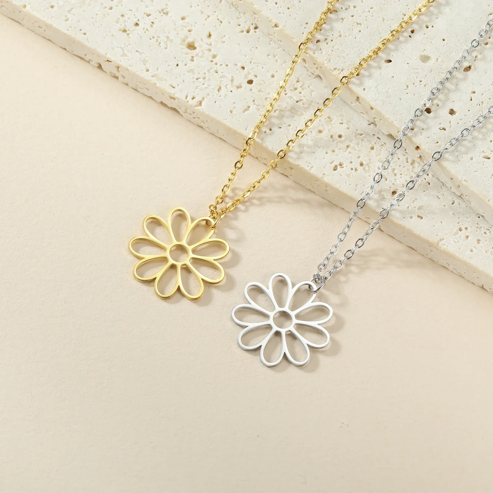 Cazador-Kpop-Flower-Pendant-Necklace-for-Women-Girls-Stainless-Steel ...