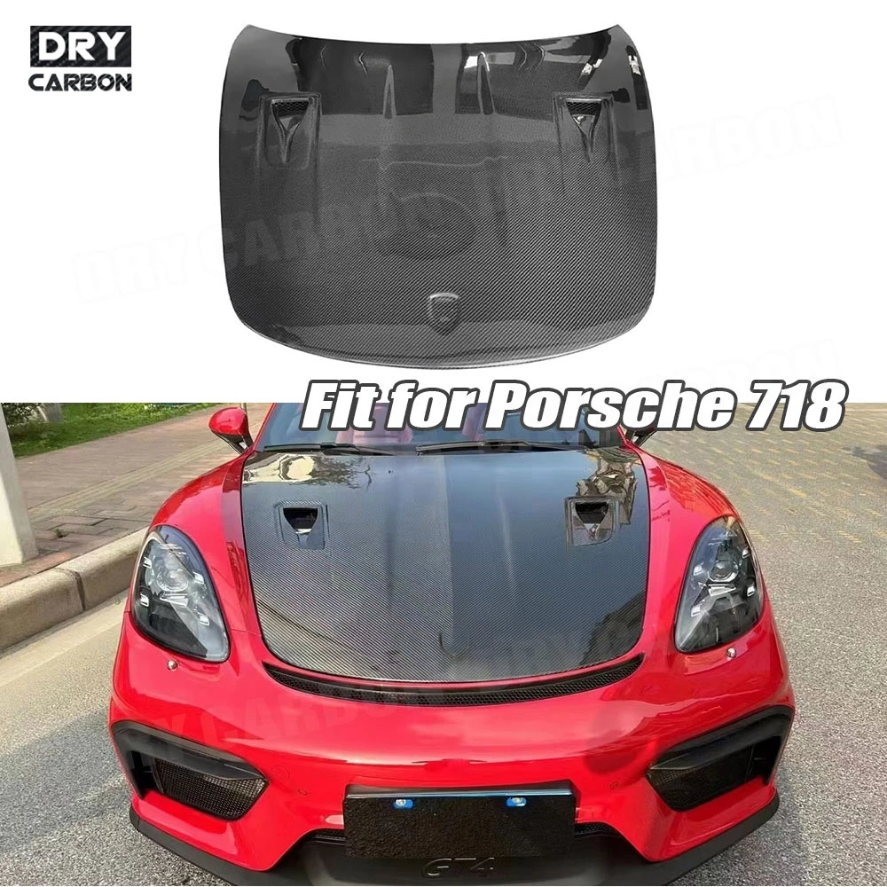 Carbon-Fiber-Front-Bumper-Engine-Hood-Bonnet-Vent-Cover-for-Porsche-718 ...