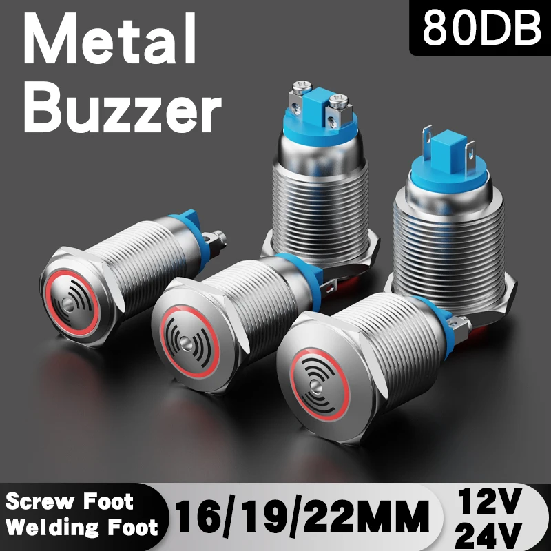 16MM-19MM-22MM-Metal-Buzzer-Intermittent-Sound-80DB-Stainless-Steel ...
