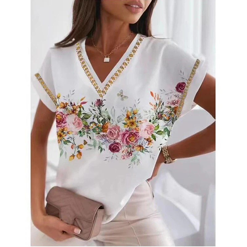 Fashion-3d-Flower-Pattern-Women-S-T-Shirt-Holiday-Casual-Street-Summer ...