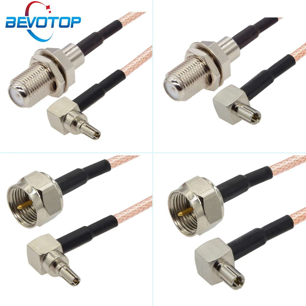 1pcs CRC9/TS9 Male Right Angle to F Male/Female Connector RF RG316 Cable 3G/4G Antenna Extension ...