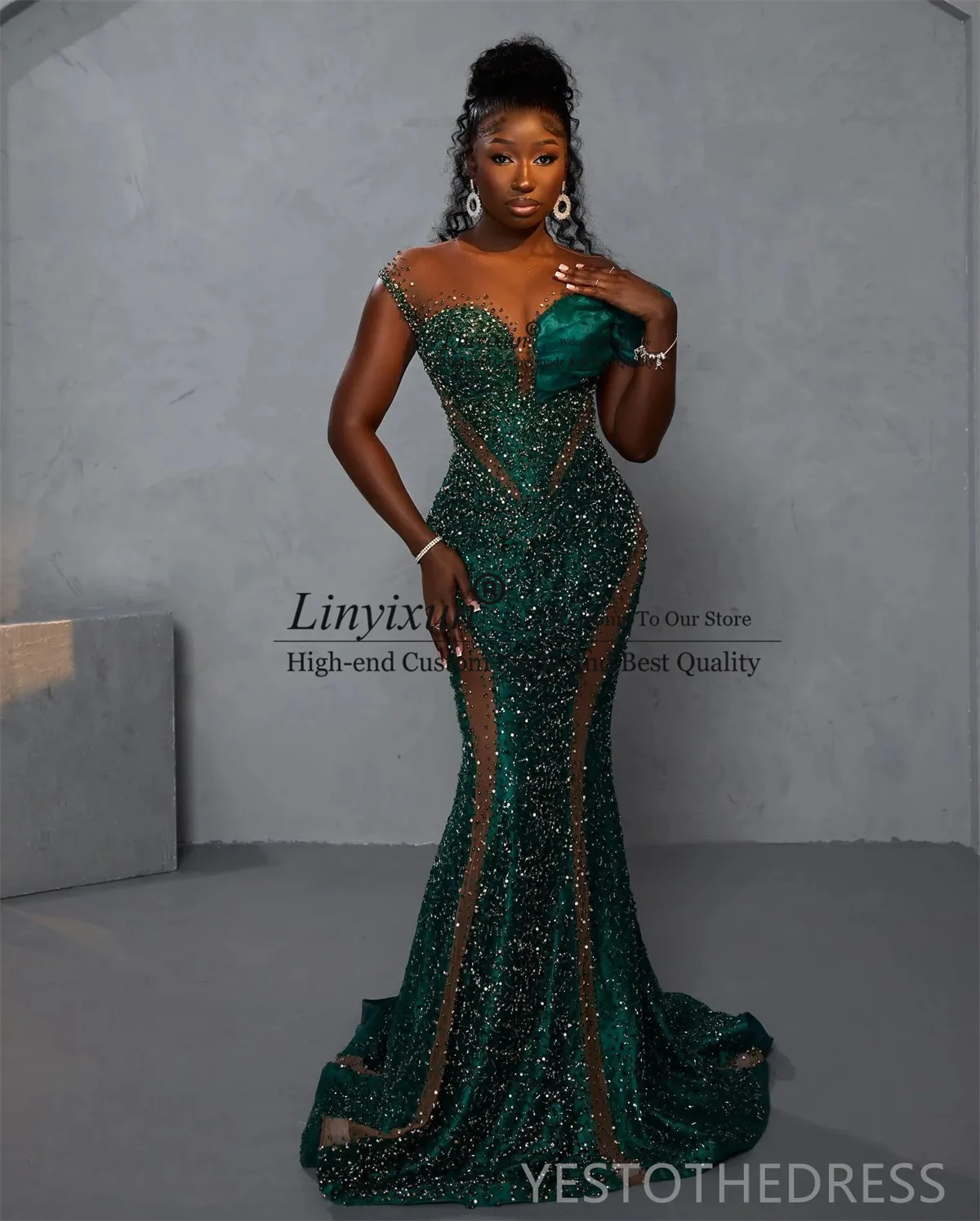 African-Nigeria-Prom-Dresses-for-Black-Women-Illusion-Sheer-Neck ...