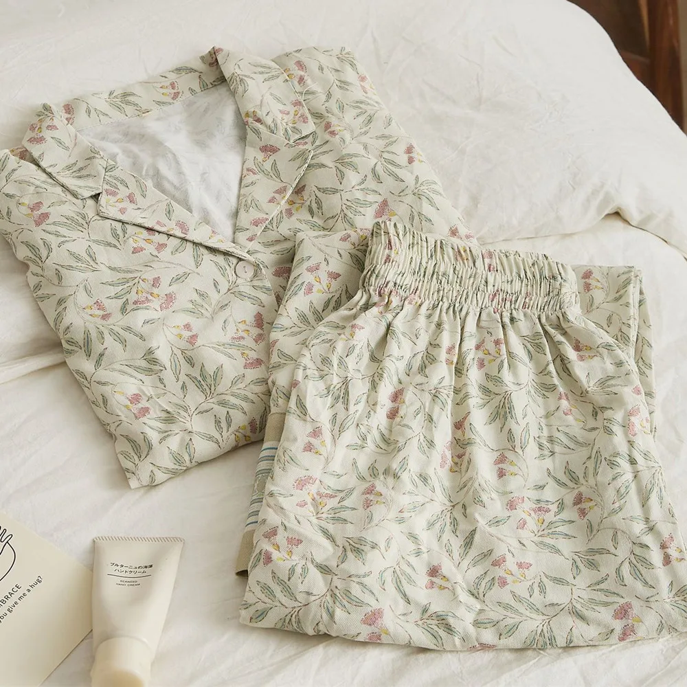 Fdfklak Floral Print Women Pajamas Sets 2PCS Pyjamas Suit 2022 Spring ...