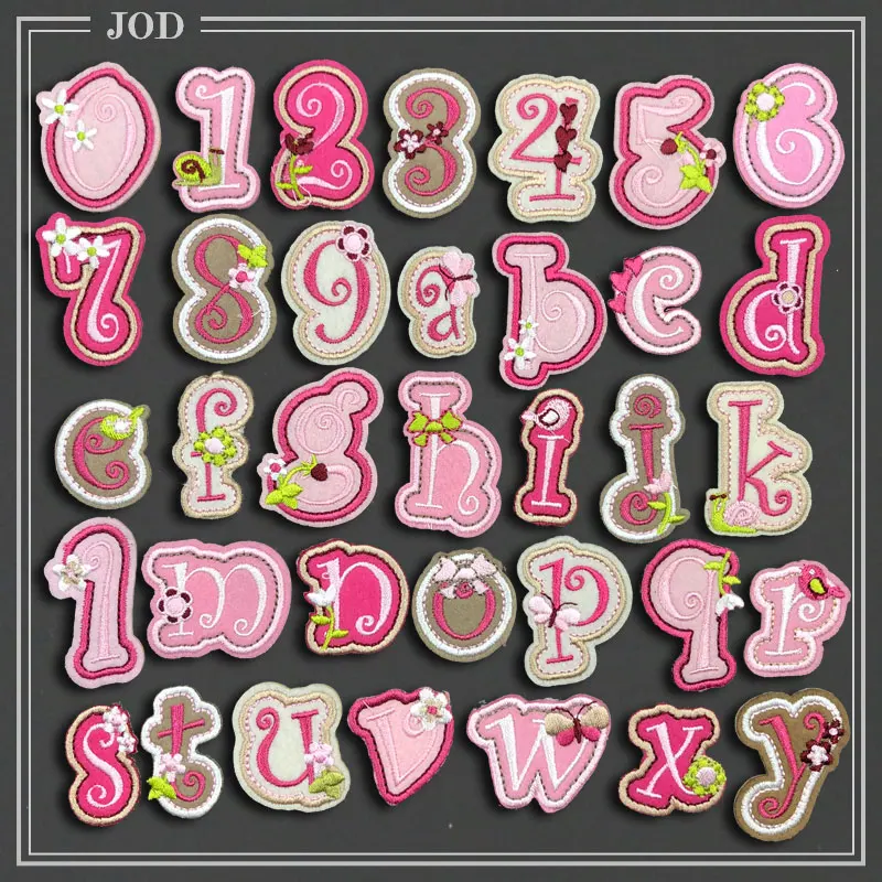 Pink ABC Number Letter Patch for Children Name Clothes Iron on Patches ...