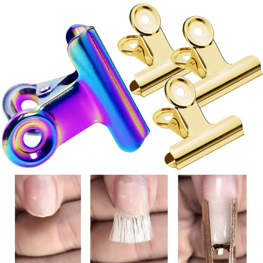 6PCs Stainless Steel Nail Fixing Clips for Manicure Fiber Extension ...
