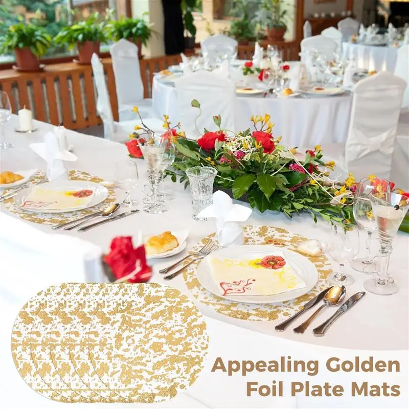 12PCS-Disposable-Dining-Plate-Mats-Bowl-Tableware-Place-Mat-Round-Foil ...