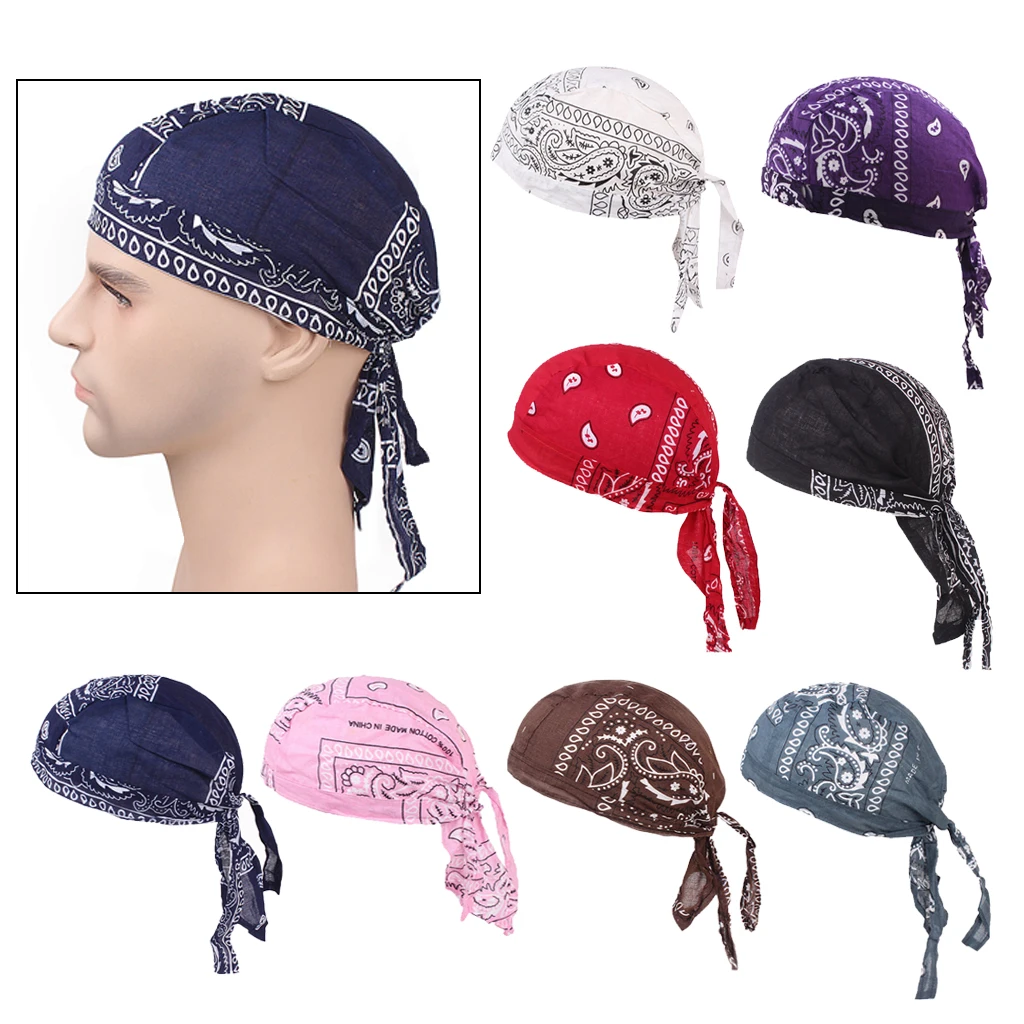 Unisex Women Men Bandana Hat Cotton Unisex Durag Print Cap Breathable ...