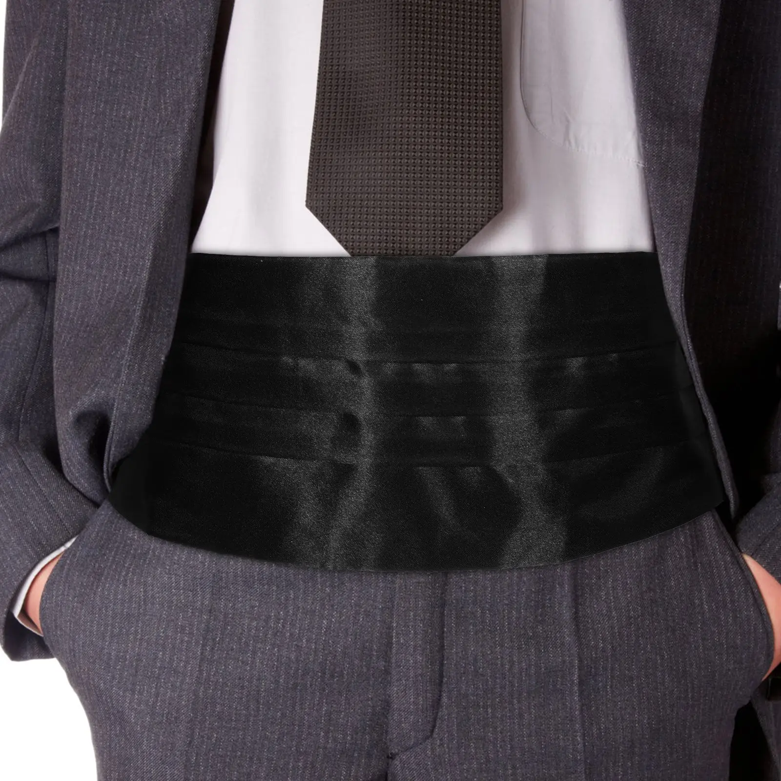 Satin Cumberbund Black Tuxedo Set Adjustable Belt Suit Men Accessories ...