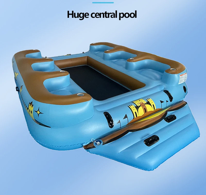 Pvc Comfort Backrest 6 Person Party Floating Island Multi-position ...