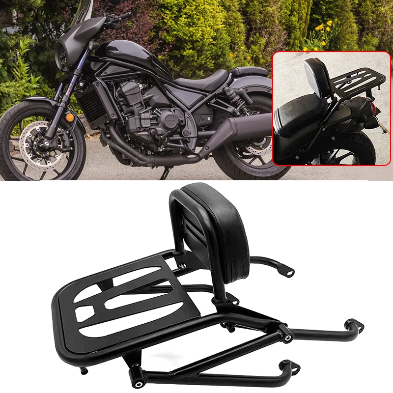 Motorcycle-Sissy-Bar-Detachable-Backrest-Luggage-Rack-Passenger-Rear ...