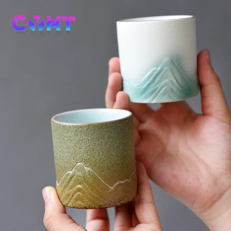120ml Stoneware Coffee Mug Retro Landscape Pattern Tea Cup Creativity ...
