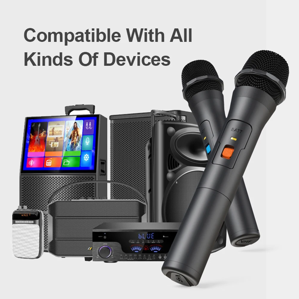 1-Pair-Wireless-Microphone-System-Kits-Handheld-Karaoke-Microphone-USB ...