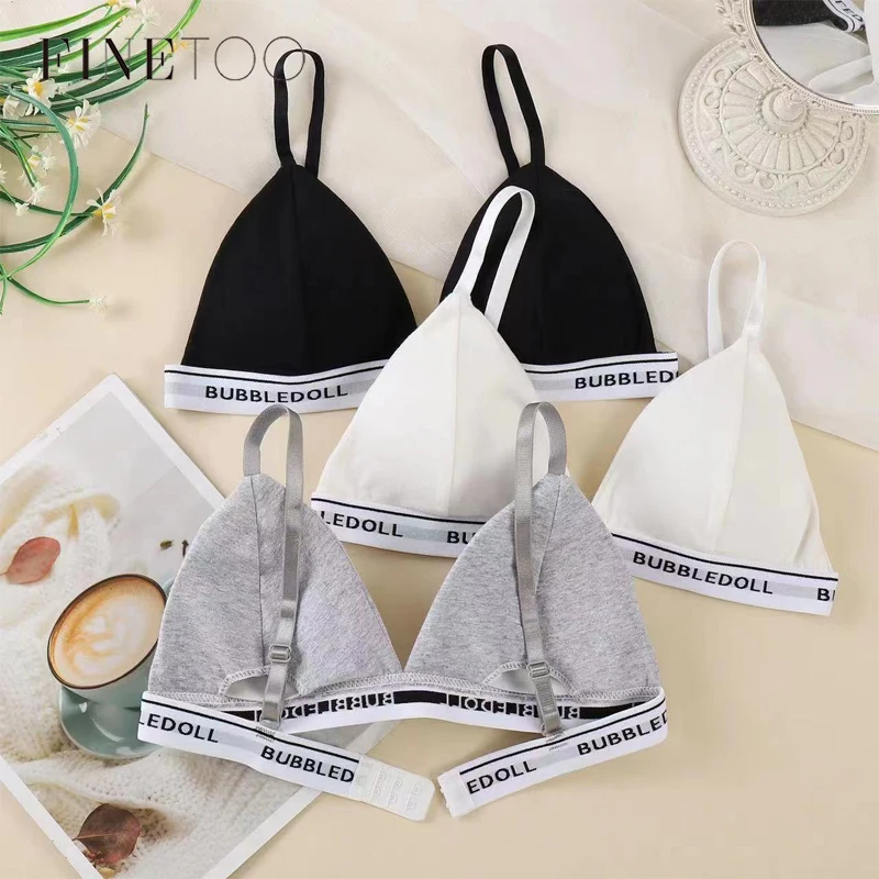 FINETOO Women Cotton Triangle Cups Bra Sexy Deep V Padded Brassiere ...