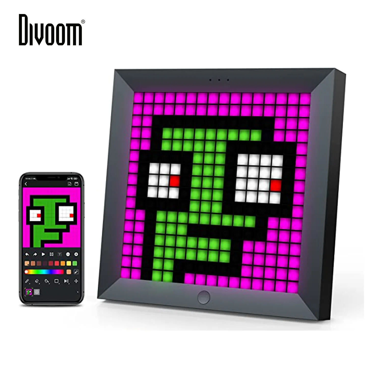 Divoom Pixoo Digital Photo Frame Alarm Clock with Pixel Art ...