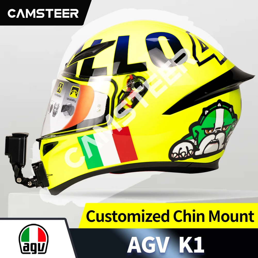 Camsteer 맞춤형 CNC 알루미늄 AGV K1 헬멧 턱 마운트, GoProMax Hero11 10 9 Insta360X3 ...