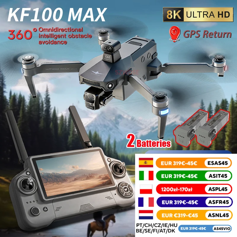 Dron Profesional GPS de pantalla grande KF100 MAX de 5,5 pulgadas con ...