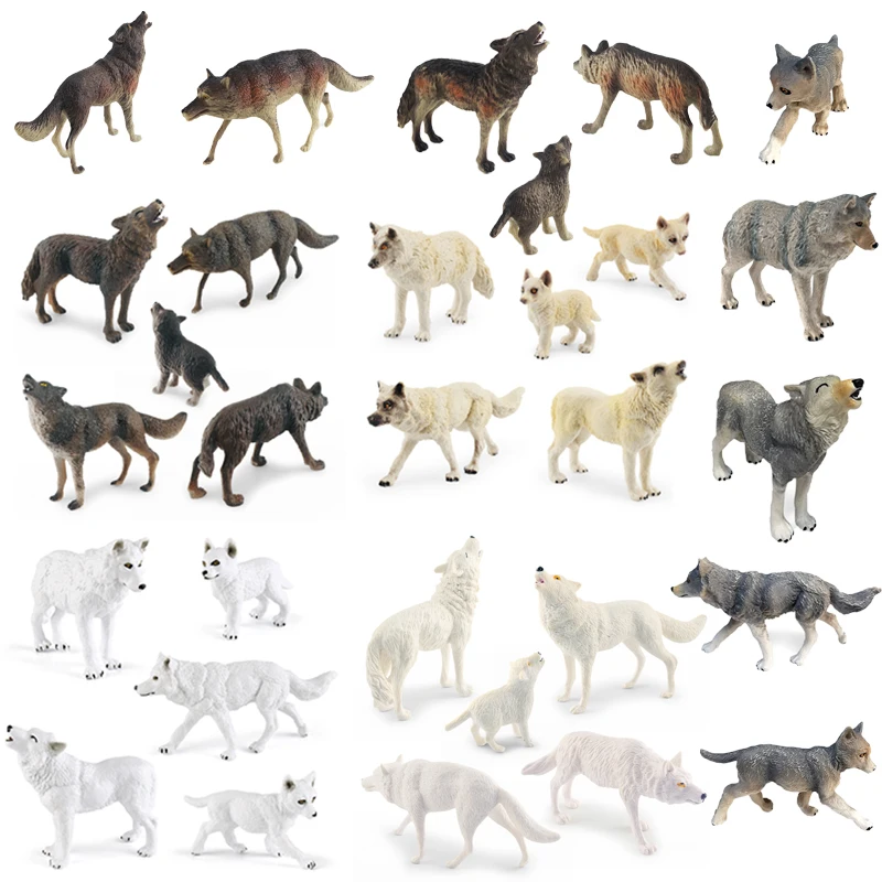 Simulation Realistic Wild Forest Animal Figurine Wolf Model Action ...