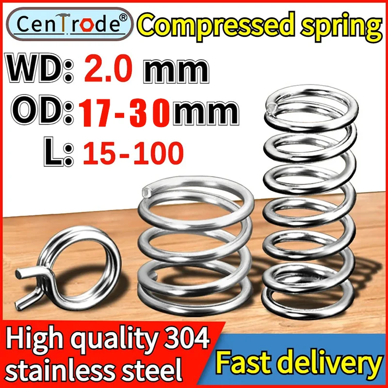 5PCS-304-Stainless-Steel-Compressed-Spring-Wire-Diameter-2-0mm-External ...