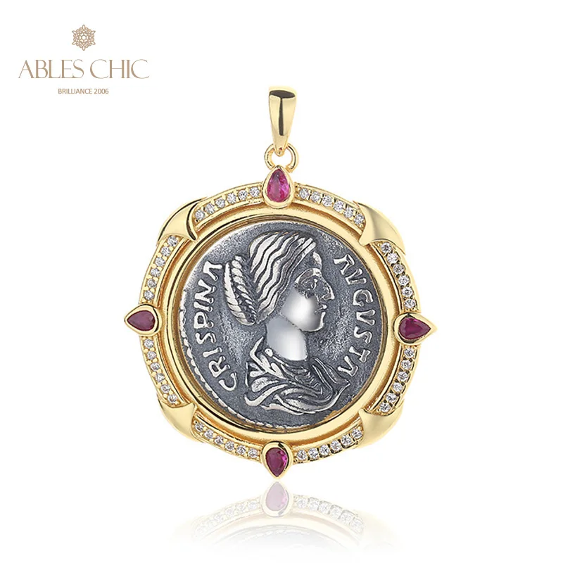 Queen-Crispina-Greek-Silver-Coins-Replica-Charm-Simulated-Ruby-18K-Gold ...