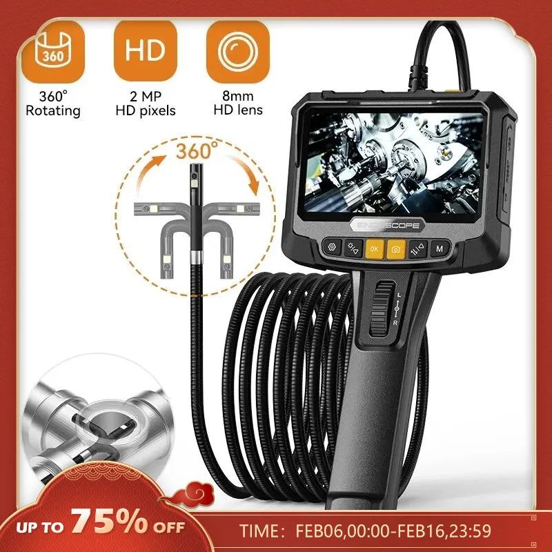 360-Steering-Industrial-Endoscope-Camera-8mm-5-IPS-Screen-Single-Dual ...