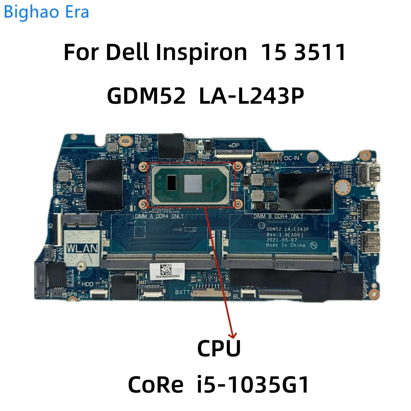 GDM52 LA-L243P Para Dell Inspiron 15 3511 Laptop Placa-mãe Com i5 ...