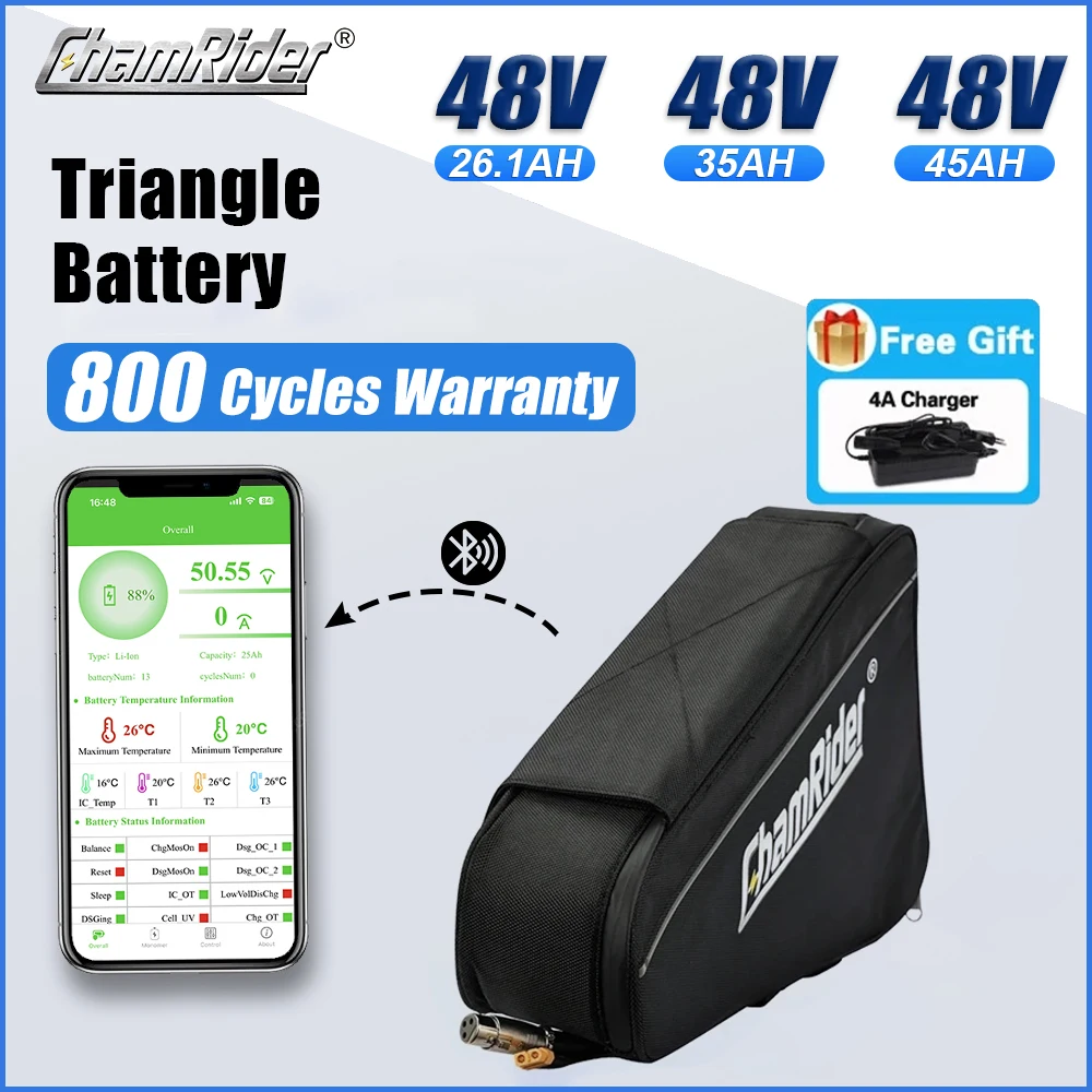 ChamRider-18650-Cell-Battery-48V-Ebike-Triangle-Electric-Rechargeable ...