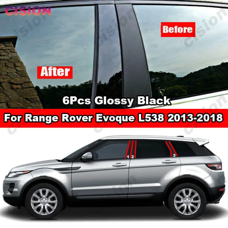 6x-Car-Door-Window-Center-B-C-Pillar-Post-Cover-Glossy-Black-Mirror ...
