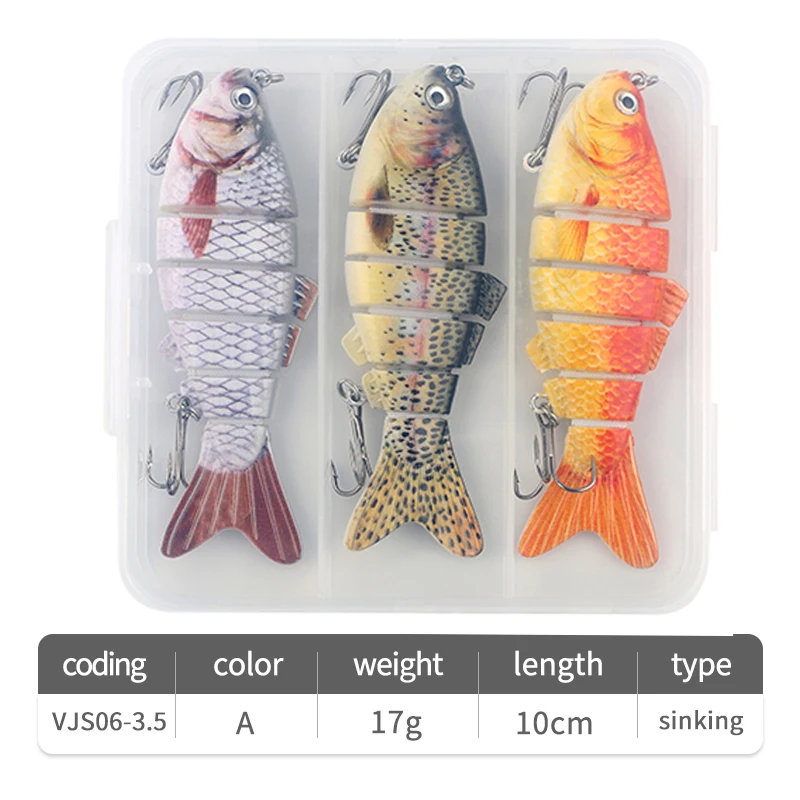 3pcs Multi Jointed Swimbait rattle Sinking Fishing Lures Bionic ...