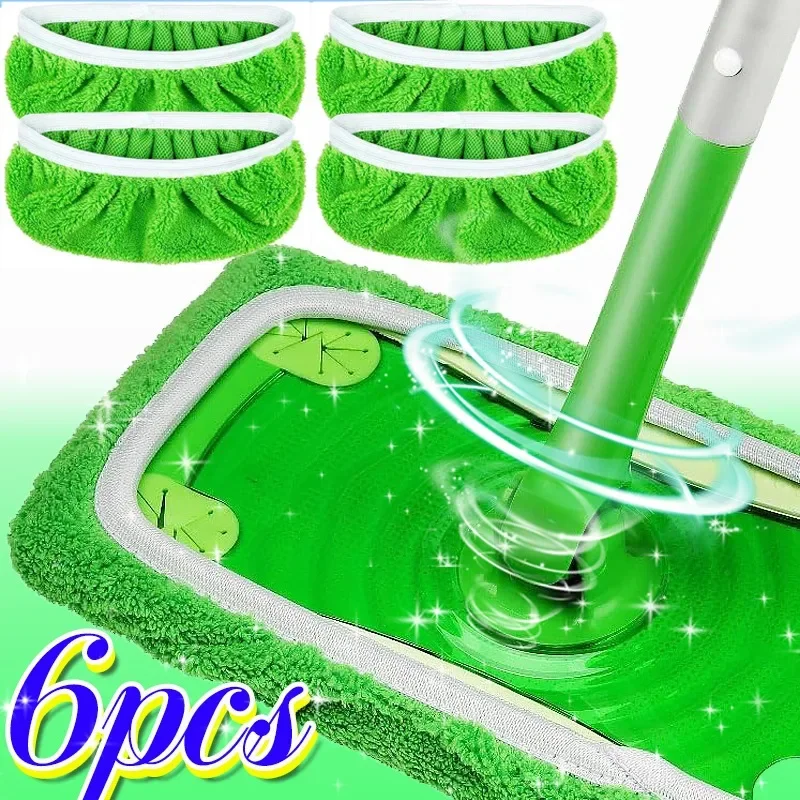 Reusable-Microfiber-Mop-Pads-Green-Furniture-Flooring-Sweeper-Wet-Dry ...