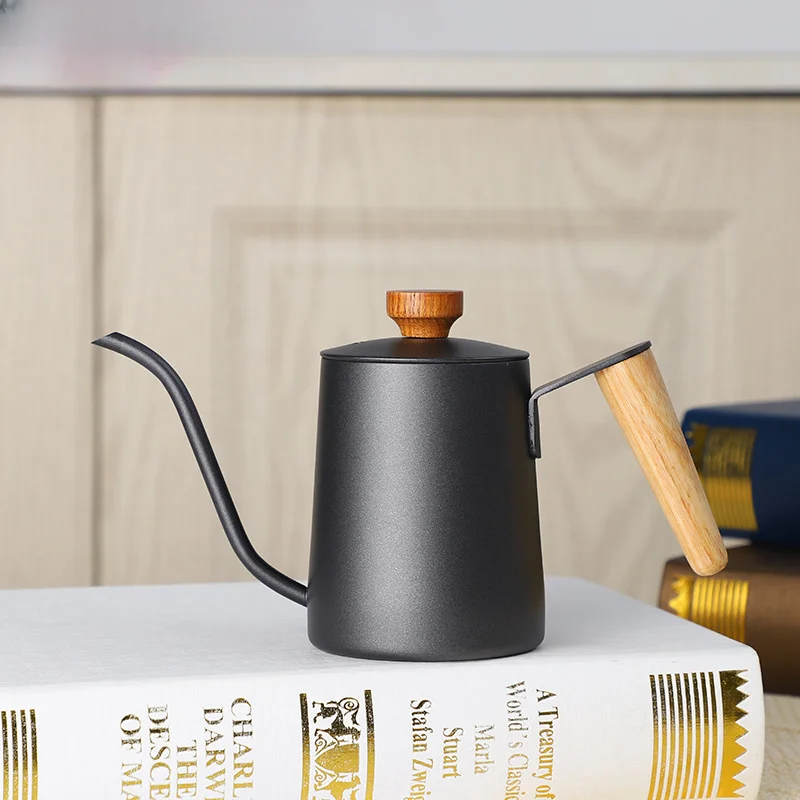 350ml-Stainless-Steel-Coffee-Pot-Goose-Neck-Tea-Pot-Wooden-Handle-Moka ...