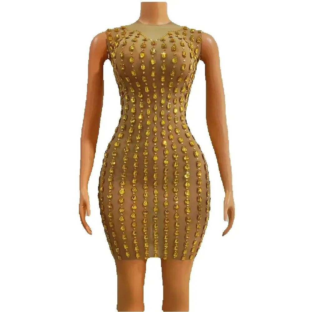 Sparkling-Crystal-Diamond-Tight-Fitting-Hip-Wrap-Gpld-Mini-Dress ...