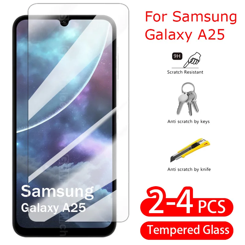 For-Samsung-Galaxy-A25-Screen-Protector-Tempered-Glass-Clear-HD-Flim ...