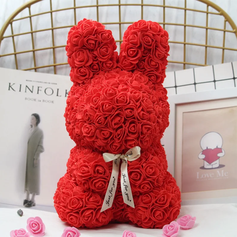 25cm-Immortal-Rose-Rabbit-Gift-Bunny-Mothers-Day-DIY-Simulation-Flower ...