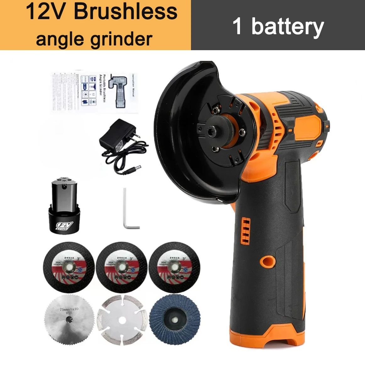 12V-Brushless-Lithium-Electric-Angle-Grinder-Wireless-Cutting-Machine ...