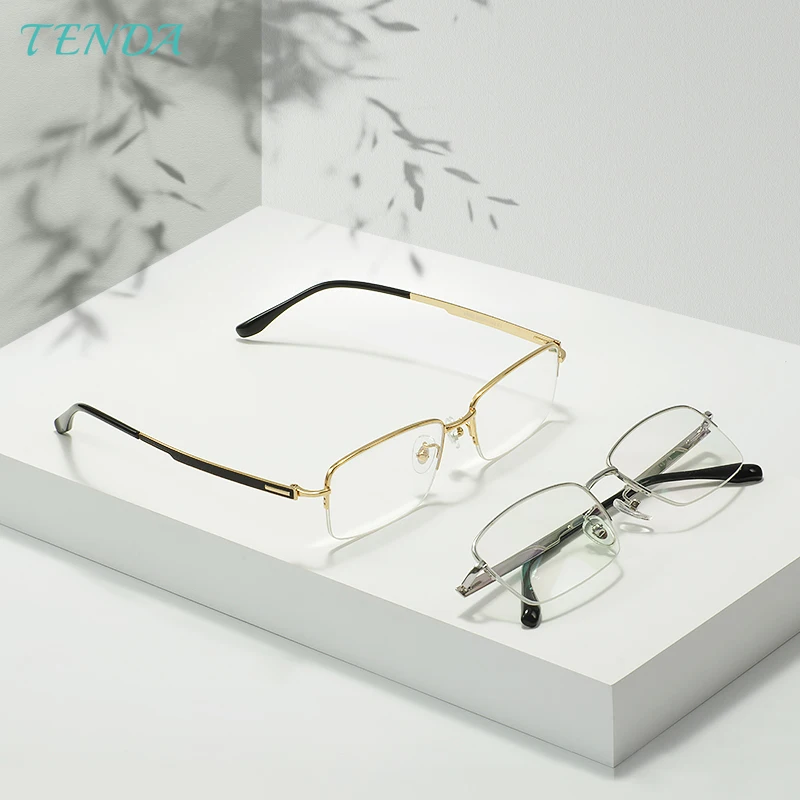 Men-s-Square-Half-Rim-Titanium-Glasses-Frame-For-Prescription-Lenses ...
