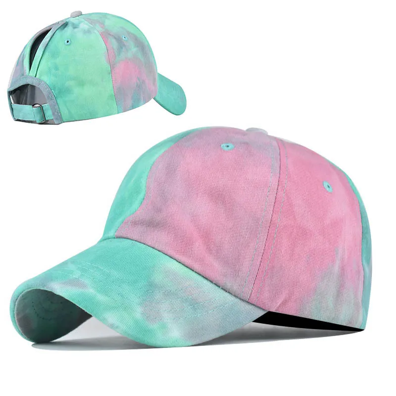 High-Ponytail-Baseball-Cap-Women-Cotton-Tie-dye-Colorful-Snapback-Caps-for-Girl-Fashion-Kpop ...