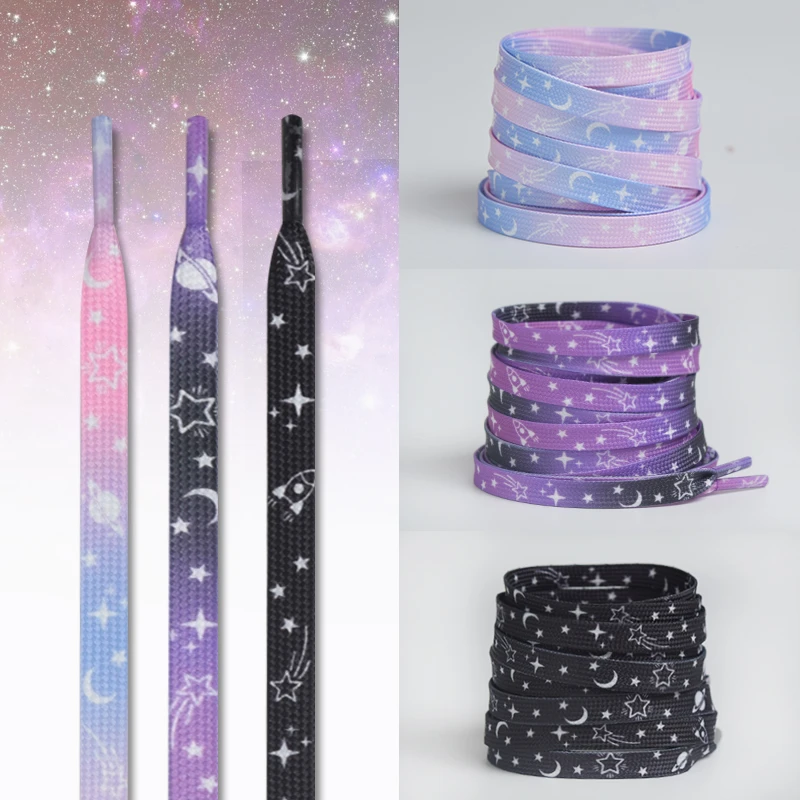 Stars Moon Shoelaces for Sneakers AF1 Gradient Classic Flat Shoelaces ...