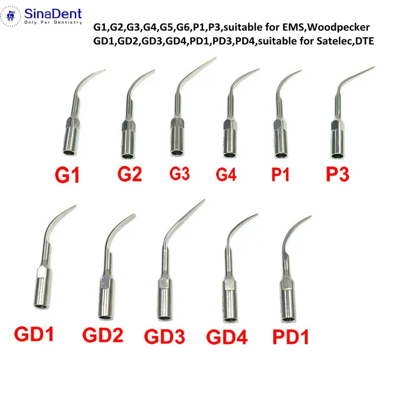 5Pcs Dental Ultrasonic Scaler Tips G1 G2 G3 G4 P1 P3 GD1 GD2 GD3 GD4 ...