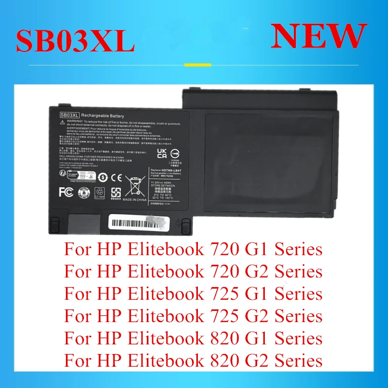 New SB03XL battery For HP Elitebook 720 725 820 G1 G2 Series SB03 HSTNN ...