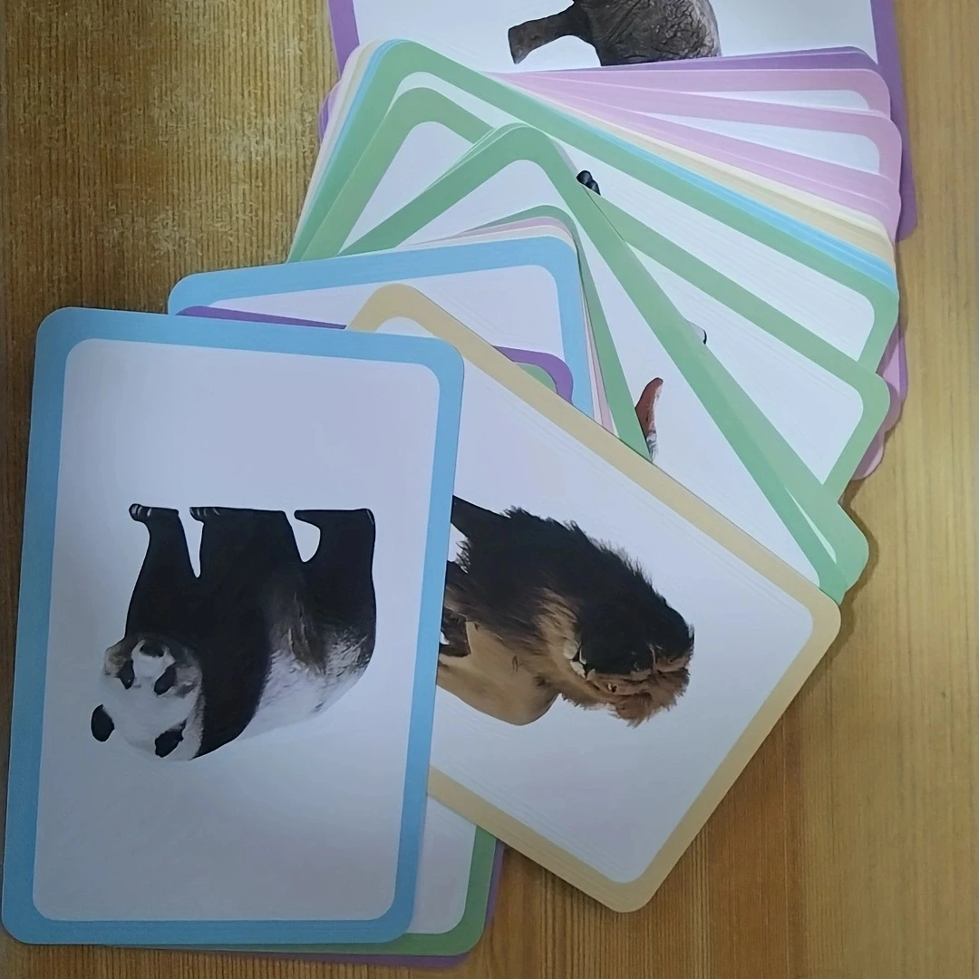 36 cards Children Animal Cognition Cards Double Side Learn English ...