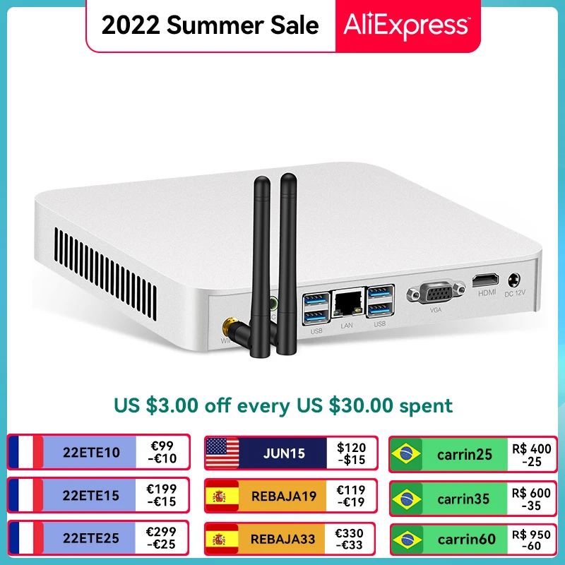 XCY Mini PC คอมพิวเตอร์ Intel Core I7 7500U I5 6200U 3317U โปรเซสเซอร์ ...