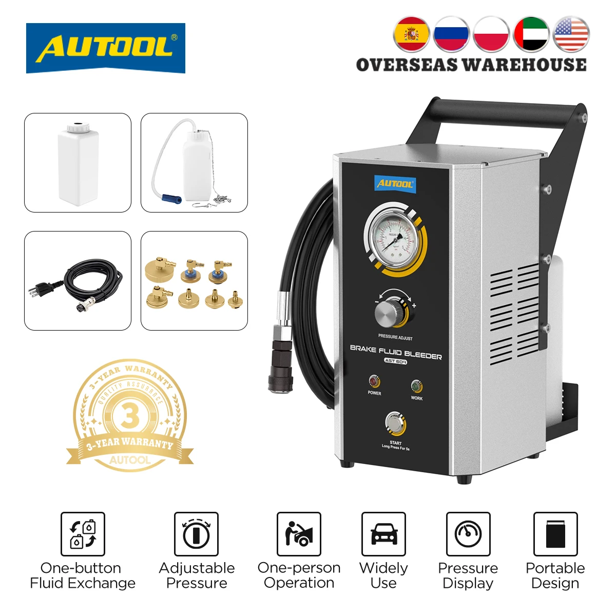 AUTOOL AST609 Car Pulse Brake Oil Changer Brake Oil Extractor Oil Pump ...