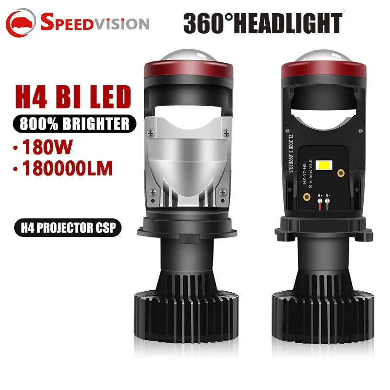 H4-Bi-LED-Lens-Projector-Mini-Bulb-180W-Canbus-180000LM-Fanless-Headlight-For-Car-Motorcycle ...