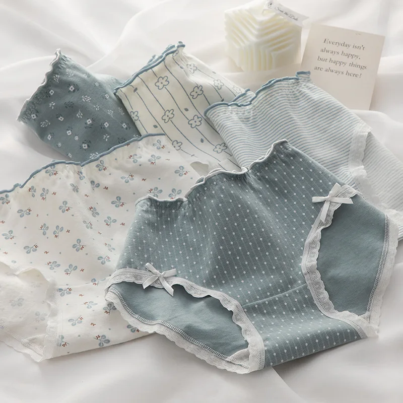 Ropa-interior-azul-japonesa-para-mujer-bragas-c-modas-de-algod-n-de ...