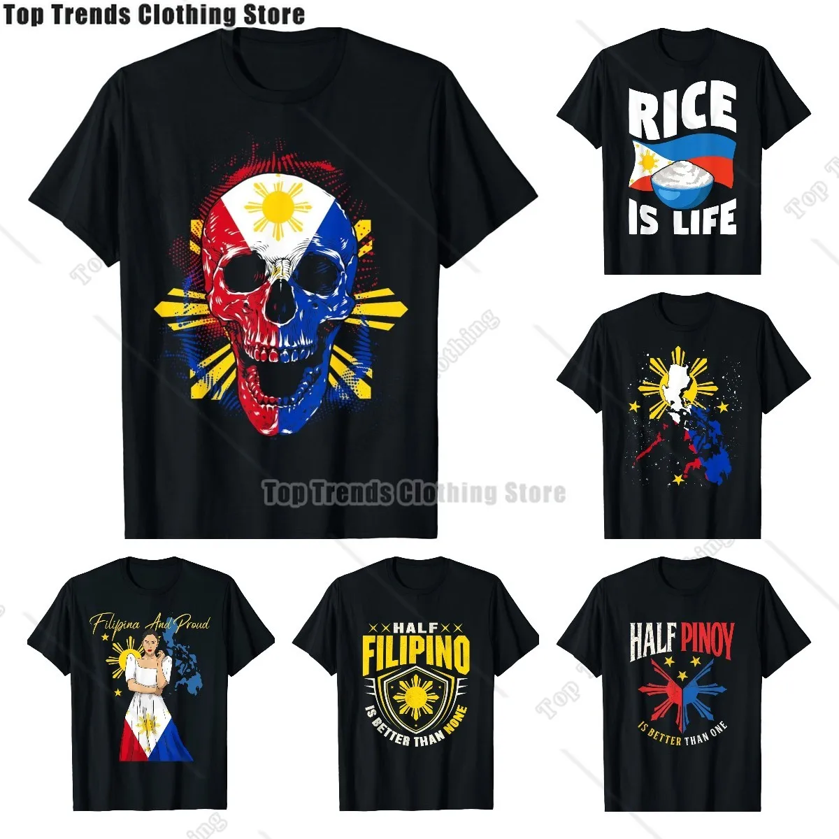 Skull Halloween Flag Filipino Pinoy Philippines Gift T-Shirt Graphic ...